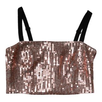 Dolce & Gabbana &Auml;rmelloses Top mit Paillettenfransen-Verzierung - - Tops - Damen - Rosa - S