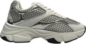 Moschino Chaussures Love Sneaker Stardust 60 en Cuir Argent/Blanc, Argent blanc., 37 EU