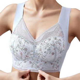 Generic Soutien-gorge 2026 pour femme - Dos en dentelle fine - Sans anneau en acier - Bonnet fixe - Grand spectacle - Petite poitrine lat&eacute;rale - Sans trace, b