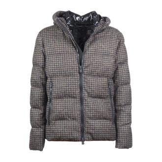 People of Shibuya Homme, Vestes, Multicolore, Taille: L Veste Puffer à Capuche Pied-de-Poule