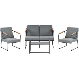 Beliani Beliani - Gartensofa Set Aluminium Lounge Set 4 Sitzer mit Tisch Grau Industriell Garten Terrasse Balkon
