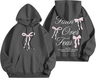 Generic KBOPLEMQ Sweat &agrave; capuche pour femme avec imprim&eacute; de lettres tendance Sweat-shirt doux &agrave; manches longues surdimensionn&eacute; Sweat &agrave; capuche surdimensionn&eacute; 