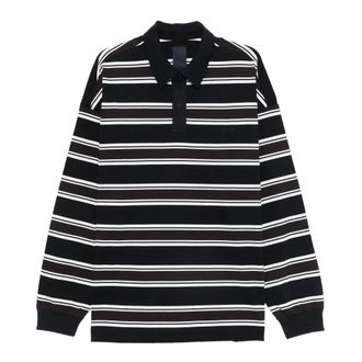 Juun.J Gestreiftes Oversize-Poloshirt mit langen &Auml;rmeln - - Tops - Herren - Blau - S