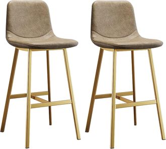 Generic Barhocker mit R&uuml;ckenlehne, 150 kg belastbar, aus PU-Leder, ideal f&uuml;r K&uuml;cheninseln; gepolsterte Barhocker mit Fu&szlig;st&uuml;tze; Esszimmerst&uuml;hle f&uuml;r die Bar