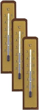 TFA Dostmann Analoges Innenthermometer, 12.1009, aus Nussbaum, hohe Genauigkeit, L 31 x B 14 x H 133 mm (Packung mit 3)