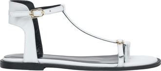 Estro & Luminara Femme, Chaussures, Blanc, Taille: 39 EU Sandales Plates en Cuir avec D&eacute;tails Dor&eacute;s