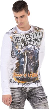 Cipo & Baxx Herren Sweatshirt CL452 Weiß - Stylischer Pullover im Modernen Streetwear Look mit Rundhals & Print - Bequemer Sweater für Alltag, Freizeit & Party - 