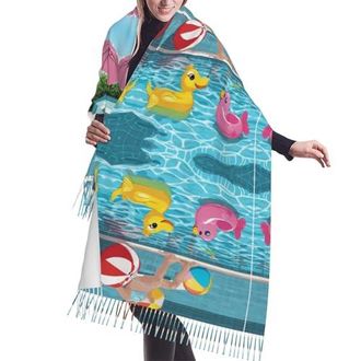 Generic Flamant Rose Et Piscine Femme Etole Confortable Ch&acirc;le Wrap &Eacute;l&eacute;gant Ch&acirc;le Pour Soir&eacute;e Hiver Automne Cadeau