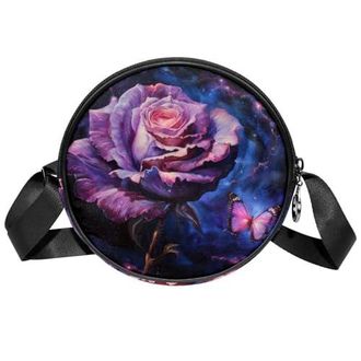 Generic Sac &agrave; bandouli&egrave;re rond pour femme, petit sac &agrave; bandouli&egrave;re avec fermeture &eacute;clair, bretelles r&eacute;glables, style d&eacute;contract&eacute;, pour femmes et filles