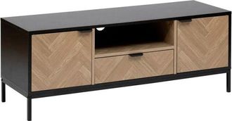 5five Simply Smart 5five Simply Smart - Meuble tv 2 Portes & 1 Tiroir Chevrons 120cm Naturel & Noir