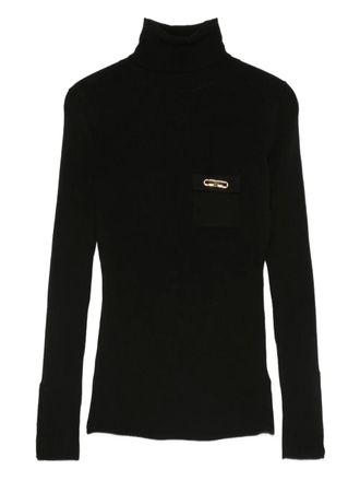 Elisabetta Franchi pull nervuré à col roulé - Noir