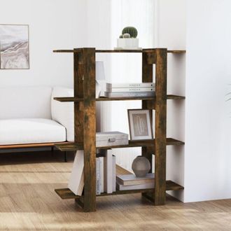 vidaXL Biblioth&egrave;que/S&eacute;parateur de pi&egrave;ce Ch&ecirc;ne fum&eacute; 100x30x123,5 cm
