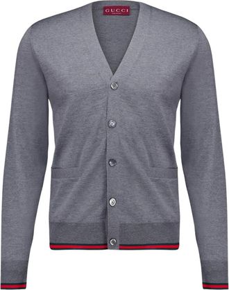 Gucci Wollcardigan mit Web-Detail - Grau