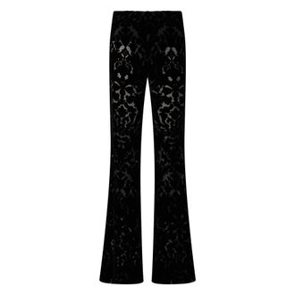 Gucci Florales Devor&eacute;-Velours-Hose - - Trousers - Damen - Schwarzk - M