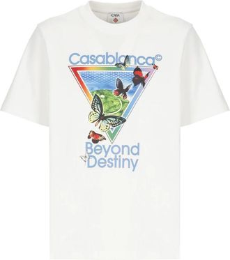 Casablanca Homme, Tops, Blanc, Taille: M T-shirt Classique Tennis Club Beyond Destiny