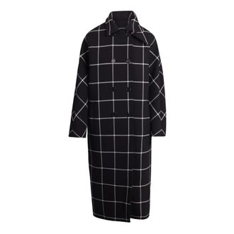 Courr&egrave;ges Oversized Mantel mit Karomuster - - Coats - Damen - Schwarzk - 2XS