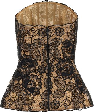 Elie Saab Guipure Lace Corset Top - Black
