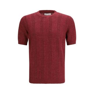 Brunello Cucinelli Homme, Pulls, Rouge, Taille: M Linen Short Sleeve Shirt