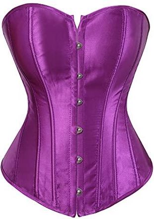 Grebrafan Corset Bustier Femme Sexy Gothique Classiques (EU(50-52) 7XL, Violet)