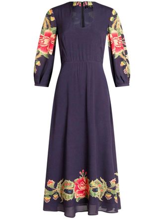 Etro robe &agrave; fleurs - Bleu