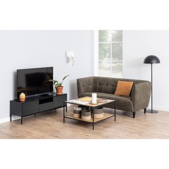 Norrwood home24 TV-Lowboard Front & Korpus: MDF Mitteldichte Holzfaserplatte, lackiert Gestell: Metall, pulverbeschichtet Schwarz/Eiche Schwarzbraun Dekor 140