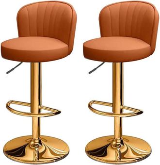 Generic Set Aus 2 Verstellbaren Drehhockern In Tresenh&ouml;he Aus Pu-Leder mit Hydraulischer R&uuml;ckenlehne f&uuml;r ESS- und K&uuml;che