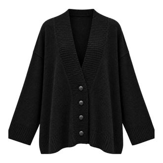 Akep Strickjacke - - Knitwear - Damen - Schwarzk - L