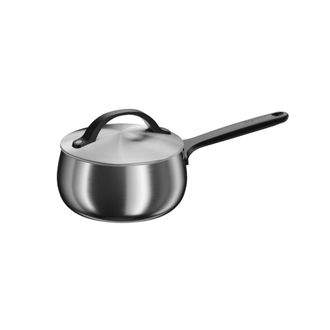 Berghoff BergHOFF Home Kochtopf klein (16cm) - Stielkasserolle - Edelstahl Topf mit Deckel - Kochtopf f&uuml;r alle Herdarten - Kasserolle schwarz - sp&uuml;lmaschinenge