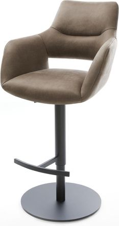 DELIFE Barstuhl Yago-Flex Mikrofaser Taupe Vintage Drehfu&szlig; h&ouml;henverstellbar Metall Schwarz Taschenfederkern, Barst&uuml;hle