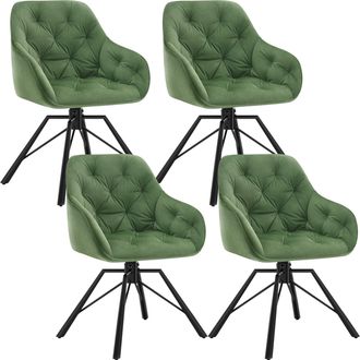 Woltu Esszimmerstühle drehbar 4er Set, Drehstuhl mit Armlehnen, Essstuhl, Küchenstuhl, Polsterstuhl, Armlehnstuhl, für Esszimmer Küche, mit Metallbeinen Sam