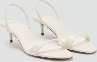 Mango Sandales lani&egrave;re talon kitten heel &eacute;cru - Femme - 35 - MANGO