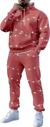 Generic Survêtement de Noël pour homme - Sweat à capuche et pantalon de survêtement avec poche - 2 pièces - Survêtement dhiver chaud avec capuche et pantalon 
