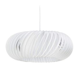Relaxdays Hängelampe, Gitter-Optik, runder Schirm, E27 Fassung, 60W, Kunststoff, Stahl, Pendelleuchte, Ø 51 cm, weiß