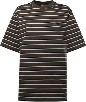 Rotate Rotate Birger Christensen, Femme, Tops, Brun, Taille: 40 FR Oversized Logo T-Shirt