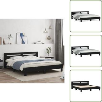 vidaXL Bettgestell mit Kopfteil Schwarz 200x200 cm Holzwerkstoff - Doppelbett - Bettgestell - Holzrahmen - Schwarzes Bett - Lattenrost
