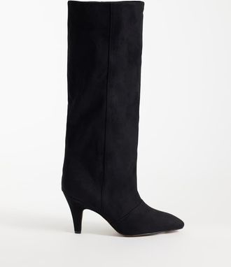 Asos Contessa Stiefel mit konischem Absatz und weitem Schaft in Schwarz in Velourslederoptik