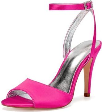 Generic Sandales À Bout Ouvert Mariée Stylet Talons Femmes Eté Talon Mariage Soirée Chaussures Femmes 10.5Cm,Rose Red,38 EU