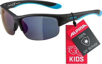 Alpina FLEXXY YOUTH HR - Verspiegelte und Bruchsichere Sonnenbrille Mit 100% UV-Schutz Für Kinder, black matt-blue, One Size