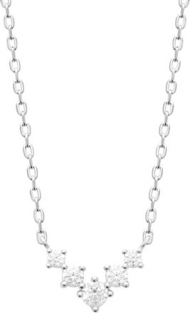 Brillaxis Collier argent rhodi&eacute; et oxydes blancs