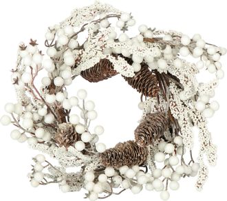Com-Four Türkranz Weihnachten - Adventskranz mit Pinienzapfen und weißen Beeren - Dekokranz - Weihnachtsdeko - Tischkranz - Weihnachtskranz