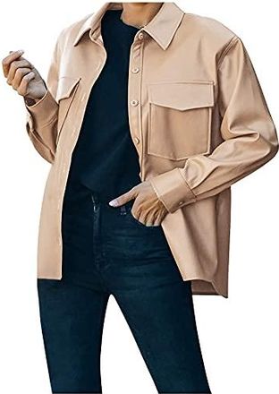 Generic Vestes pour femmes 2026 Veste de costume &agrave; manches longues avec poches poitrine et boutons Mode d&eacute;contract&eacute;e Slim, kaki, XL