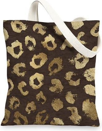 Generic Sac fourre-tout en toile imprimé léopard, élégant motif animal sauvage, sacs à provisions réutilisables, chic, moderne, léger, lavable devrait, marron