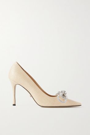 Mach & Mach Escarpins En Raphia &Agrave; Cristaux Double Bow - Neutres