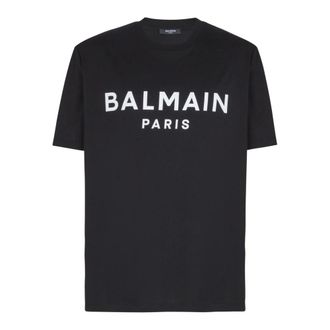 Balmain T-Shirt mit Paris-Print - - Tops - Herren - Schwarzk - S