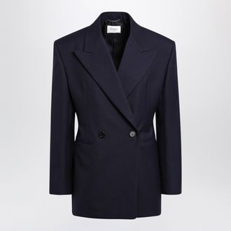 Saint Laurent Marineblaue doppelreihige Jacke aus Wolle