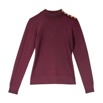 Karl Lagerfeld Strickoberteil mit Stehkragen und Knopfdetails - - Knitwear - Damen - Rot - L