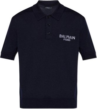 Balmain Homme, Pulls, Bleu, Taille: L Wool Polo With Logo