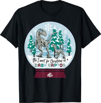 Jurassic Park Baby Raptor Christmas Snow Globe T-Shirt