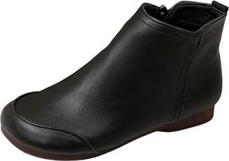 Generic Bottines d&eacute;contract&eacute;es et confortables pour femme - Bout rond - Couleur unie - Fermeture &eacute;clair lat&eacute;rale antid&eacute;rapante - Talon plat - Automne et hiver