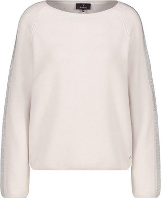 Monari Rundhalspullover Glitzer Strasssteine am Ärmel